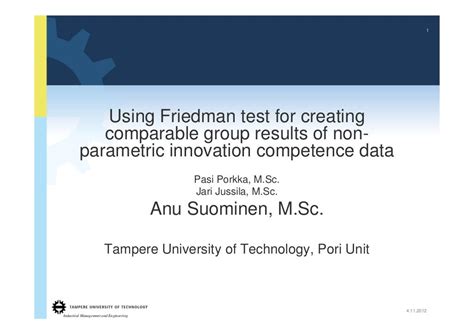 using friedman test for creating comparable group results of non para…