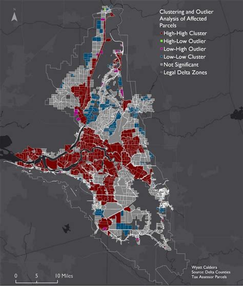spatial clustering and outlier analysis depicting statistically