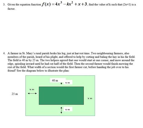 solved 3 given the equation function f x 4x3−kx2 x 3 find
