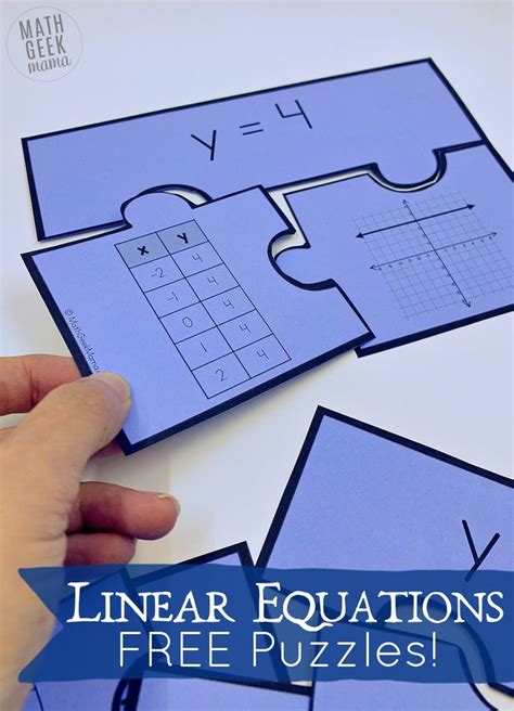 {free} Graph Linear Equations Puzzles Match Equation Table And Graph Graphing Linear Equations