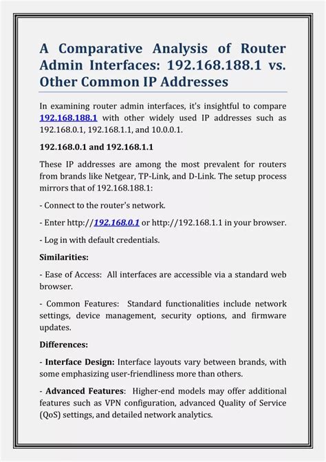 Ppt Router Admin Interfaces 192 168 188 1 Vs Other Common Ip Addresses Powerpoint