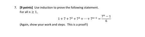 solved 7 [9 points] use induction to prove the following