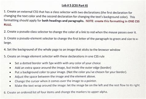 Solved Lab CSS Part II Create An External CSS That Chegg Com