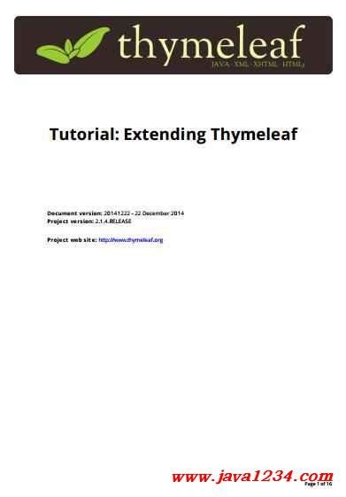 Extending Thymeleaf文档 Pdf 下载java知识分享网 免费java资源下载 Extending Thymeleaf文档 Pdf 下载java知识分享网 免费java资源下载