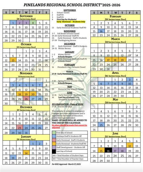 2025 2026 School Calendar Pinelands Regional School District