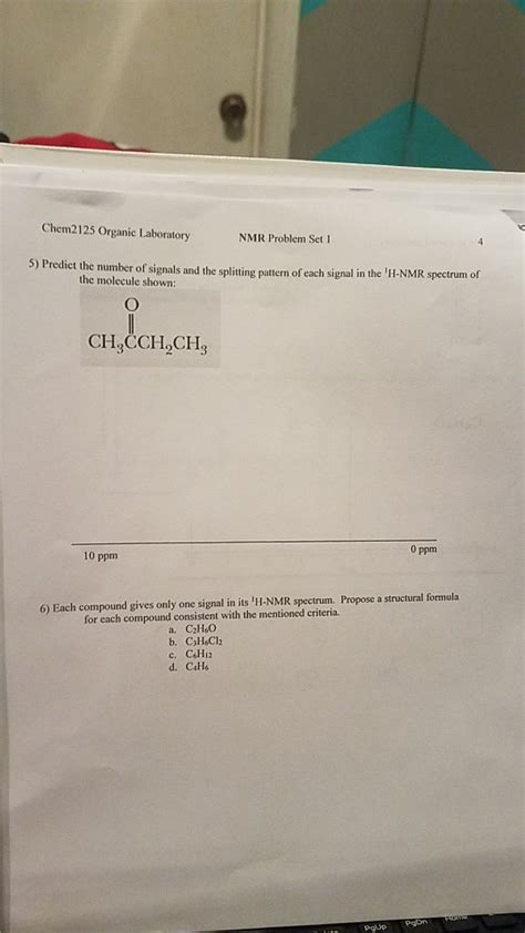 Solved Chem2125 Organic Laboratory NMR Problem Set I Name Chegg Com