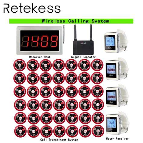 Retekess Wireless Calling System Pager With 1pcs Receiver Host 4pcs