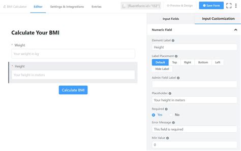 Create A WordPress BMI Calculator For Health Focused Website Fluent Forms