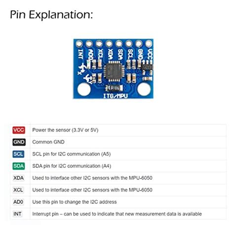 Geekstory Lot De 5 Capteurs Daccélération Mpu 6050 Module Gyroscope 3 Axes 6dof Avec Câble