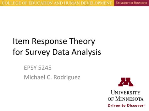 Intro To Item Response Theory
