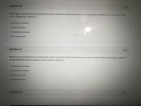 Solved Question 10 1 Pts Which Type Of Correlational Test Chegg Com