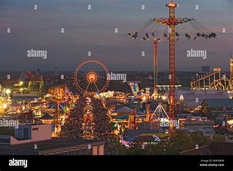 Oktoberfest View Over Theresienwiese Munich Bavaria Germany Stock