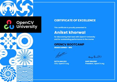 Aniket Khorwal On Linkedin Opencv Free Opencv Bootcamp Certificate Opencv