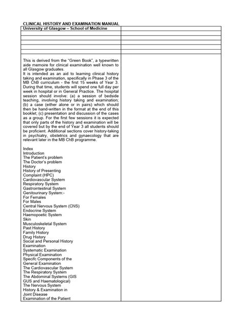 clinical history and examination manual pdf