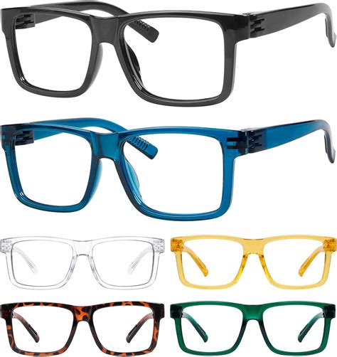 6 Pack Metalless Reading Glasses With Screwless Spring Hinges Oversize Readers For Men 1 75