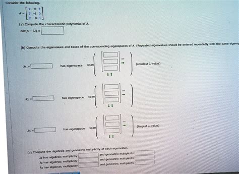 solved consider the following a compute the characteristic polynomial
