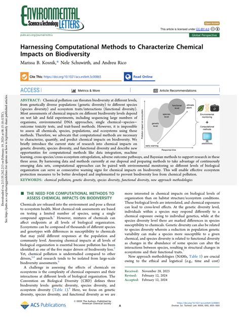 Pdf Harnessing Computational Methods To Characterize Chemical Impacts On Biodiversity