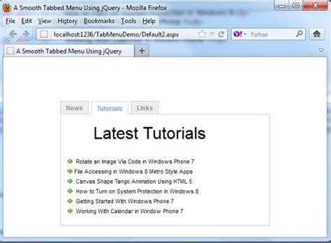 A Smooth Tabbed Menu Using Jquery