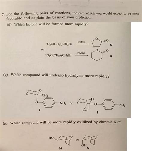 Solved For The Following Pairs Of Reactions Indicate Which