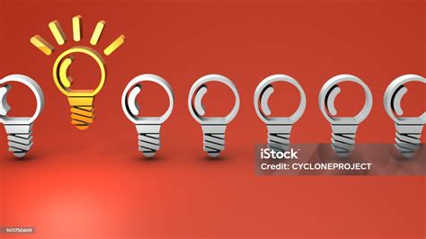 불이 켜지는 전구의 상징입니다 많은 답변 중 정답 영감과 독창적 인 창의력의 추상적 인 개념 3d 렌더링 3차원 형태에 대한 스톡 사진 및 기타 이미지 Istock