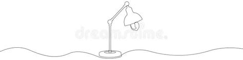 Desk Lamp Vector One Line Draw Icon Lamp Linear Continuous Outline In