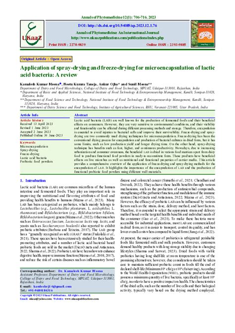 Pdf Application Of Spray Drying And Freeze Drying For