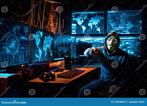 hacker with anonymous mask stock image image of privacy 278546857