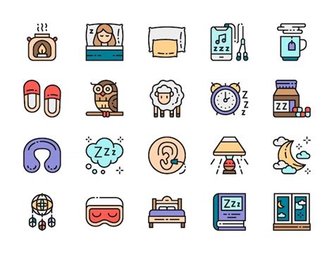 Premium Vector Set Of Sleep Flat Color Icons