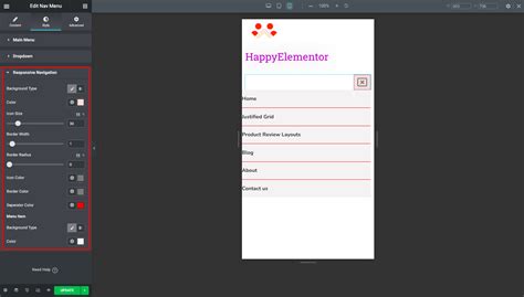 Nav Menu HappyAddons