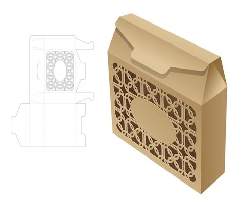 포장 상자 다이 컷 템플릿 및 3d 모형 프리미엄 벡터