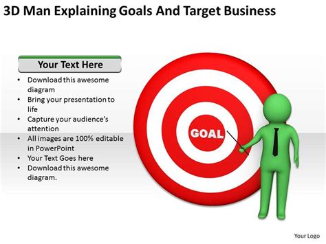 3d Man Explaining Goals And Target Business Ppt Graphics Icons Powerpoint Ppt Images Gallery