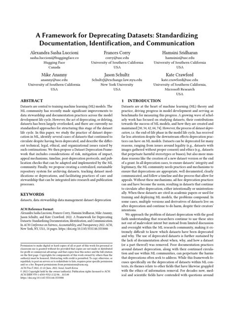 a framework for deprecating datasets standardizing documentation
