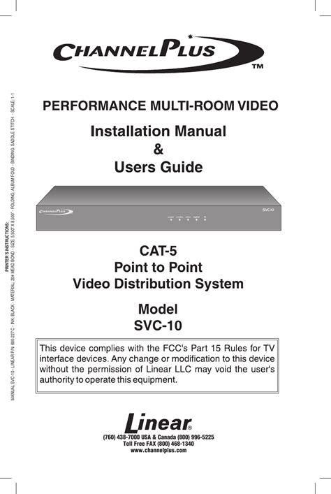 Linear Svc 10r Owners Manual 600 227 C