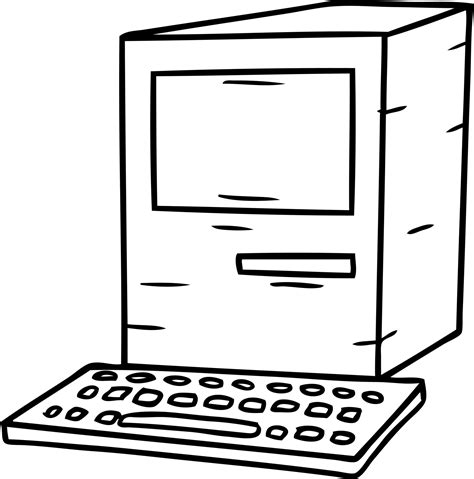 Line Drawing Doodle Of A Computer And Keyboard Vector Art At Vecteezy