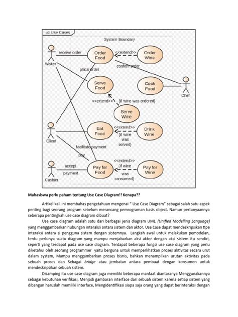 Mahasiswa Perlu Paham Tentang Use Case Diagram Pdf