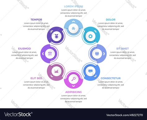 Circle Diagram Template Eight Elements Vector Image