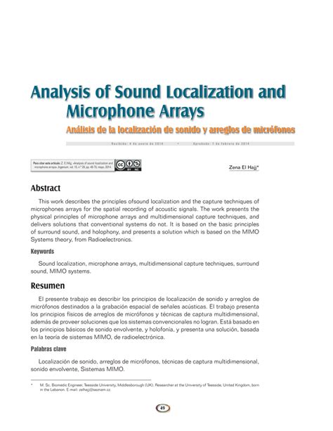 Pdf Analysis Of Sound Localization And Microphone Arrays