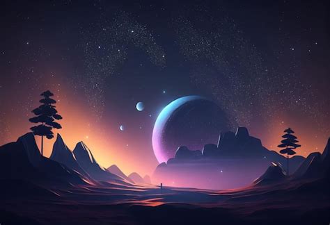 Premium Ai Image Mercury In Sky At Night Background Asset Game 2d Futuristic Generative Ai