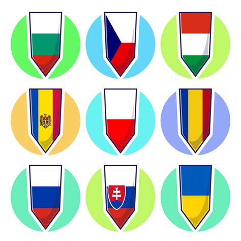 Eastern European Countries Flags Element Design Travel Symbols