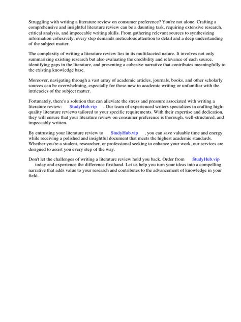 Literature Review On Consumer Preference Pdf Pdf Behavior Consumer Behaviour