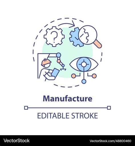 2d Colorful Thin Linear Icon Manufacture Concept Vector Image