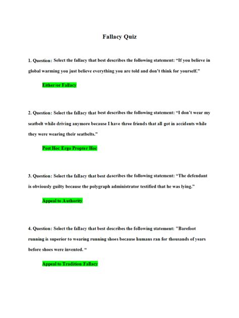 Phi 105 Topic 4 Quiz Fallacies In Everyday Life Quiz Course Resources