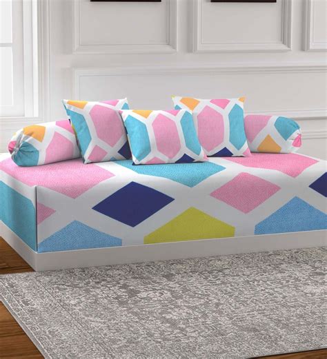 Buy Multicolor Patterned 300 Tc Poly Cotton Set Of 6 Diwan Sets At 70