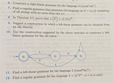 solved 6 construct a right linear grammar for the language