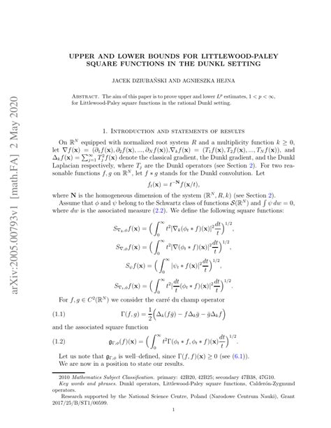 Pdf Upper And Lower Bounds For Littlewood Paley Square Functions In