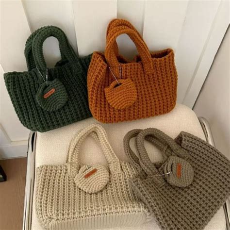 펭하샵 Sd146 뜨캐 코인 바캉스 휴양지룩 코디 미니 토트 가방 버킷 숄더 크로스백 여름 빈티지 캐주얼 네트백 데일리 클러치 니트백 손가방