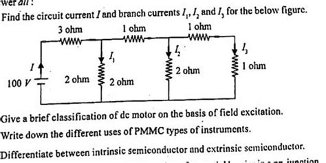 Find The Circuit Current I And Branch Currents I I And I For The Be