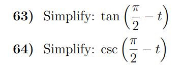 Solved Simplify tan π t Simplify csc π t Chegg com