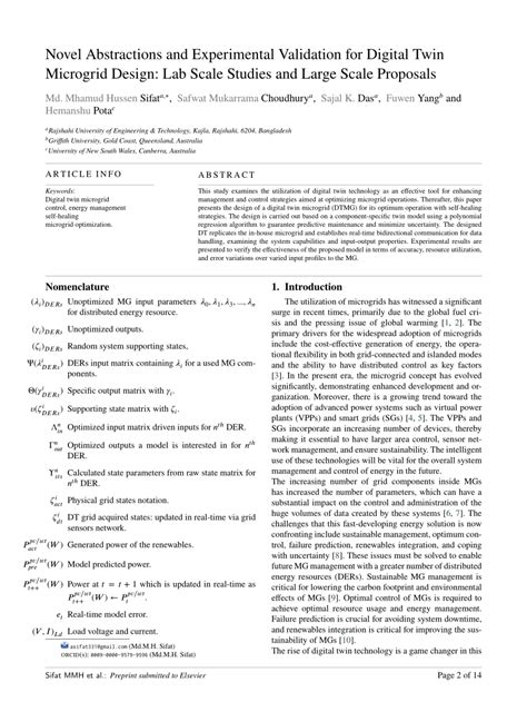 Pdf Novel Abstractions And Experimental Validation For Digital Twin Microgrid Design Lab
