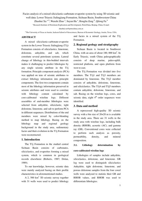 Pdf Facies Analysis Of A Mixed Siliciclastic Carbonate Evaporite System By Using 3d Seismic